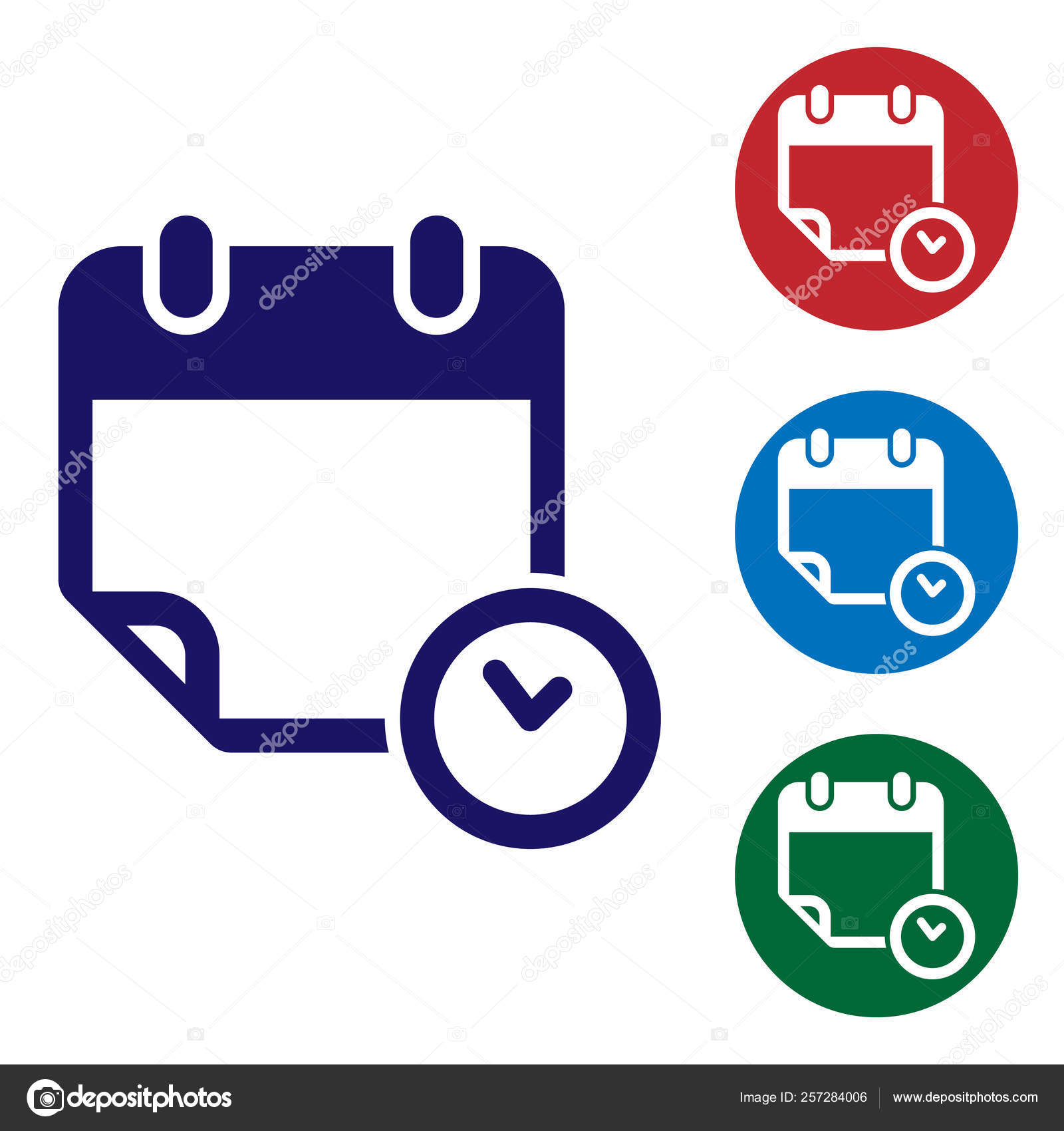 Blue Calendar and clock icon isolated on white background. Schedule ...