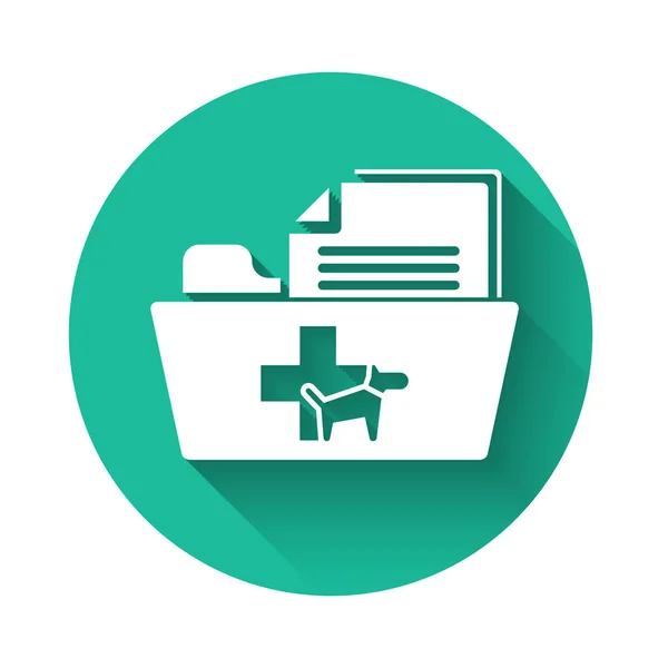 White Medical veterinary record folder icon isolated with long shadow ...
