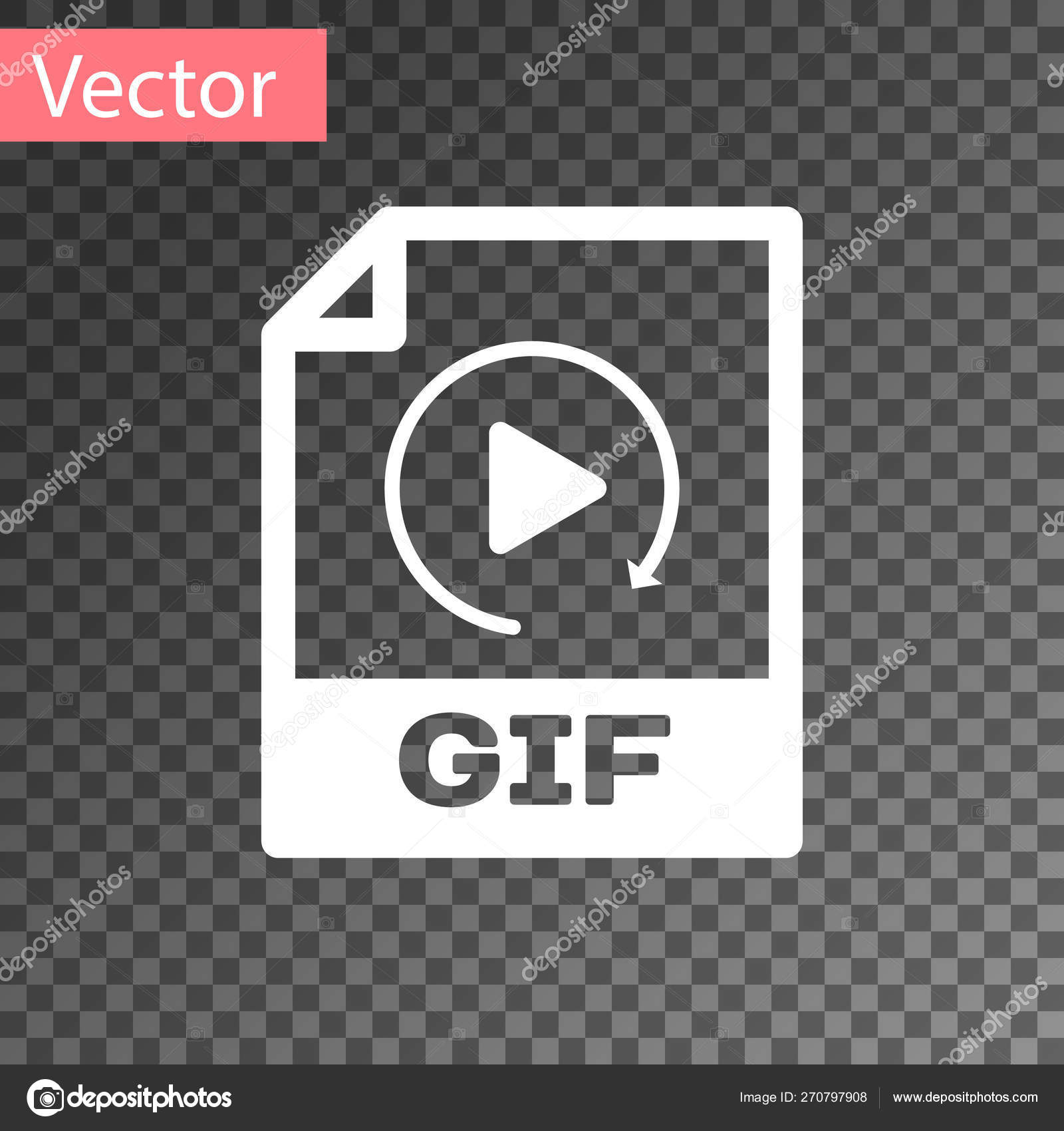 White GIF file document icon. Download gif button icon isolated on ...
