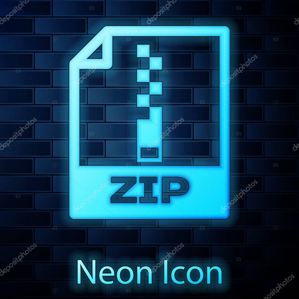 Icono de documento de archivo ZIP de neón brillante. Descargar icono de ...