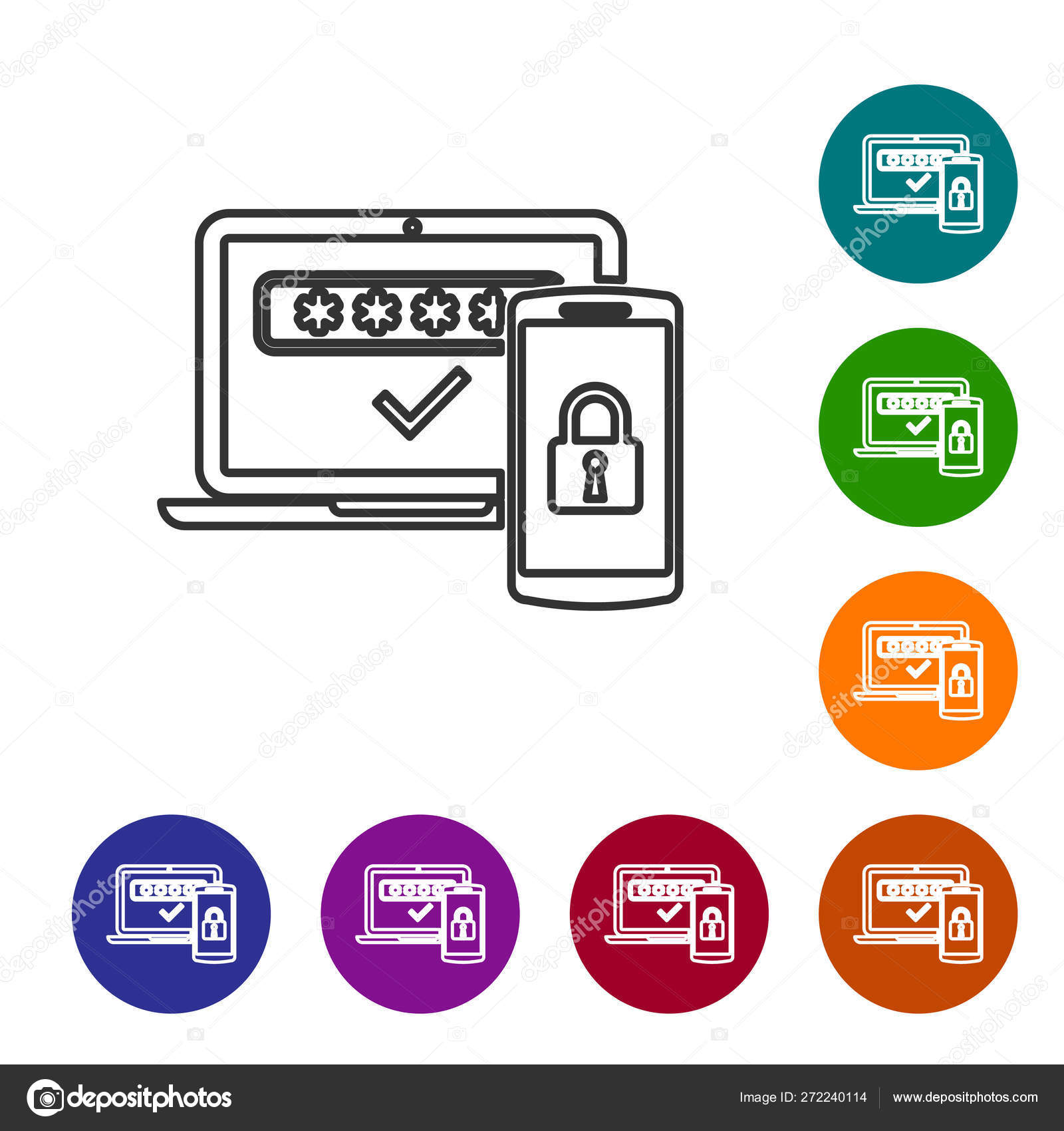 Grey Multi factor, two steps authentication line icon isolated on white background. Set icon in ...