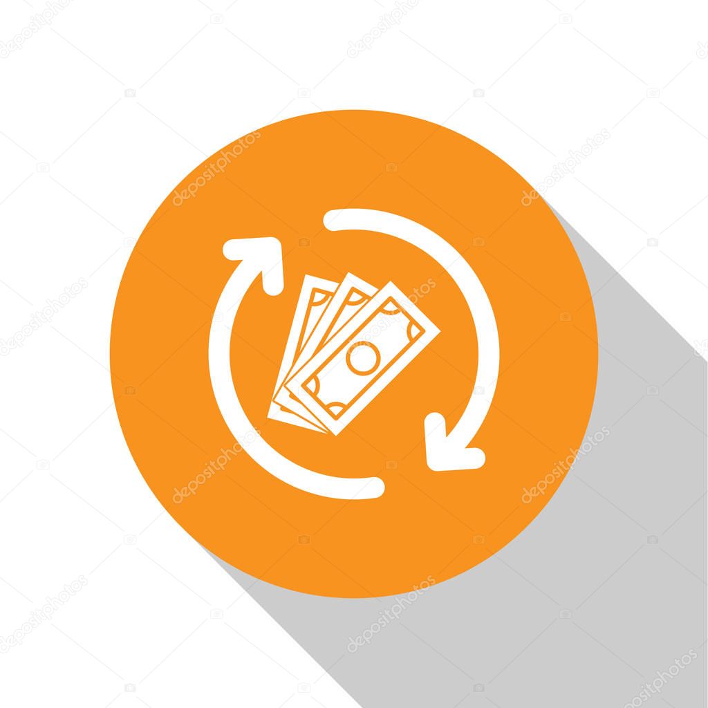 Icono de dinero de reembolso blanco aislado sobre fondo blanco ...