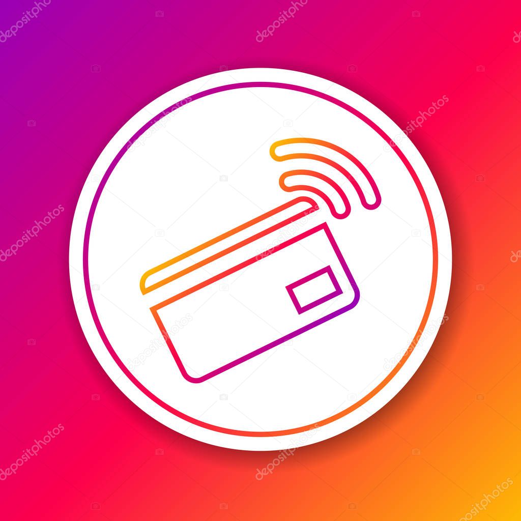 Color Pago sin contacto con el icono de la l nea de tarjeta nfc aislado en el fondo de color ...