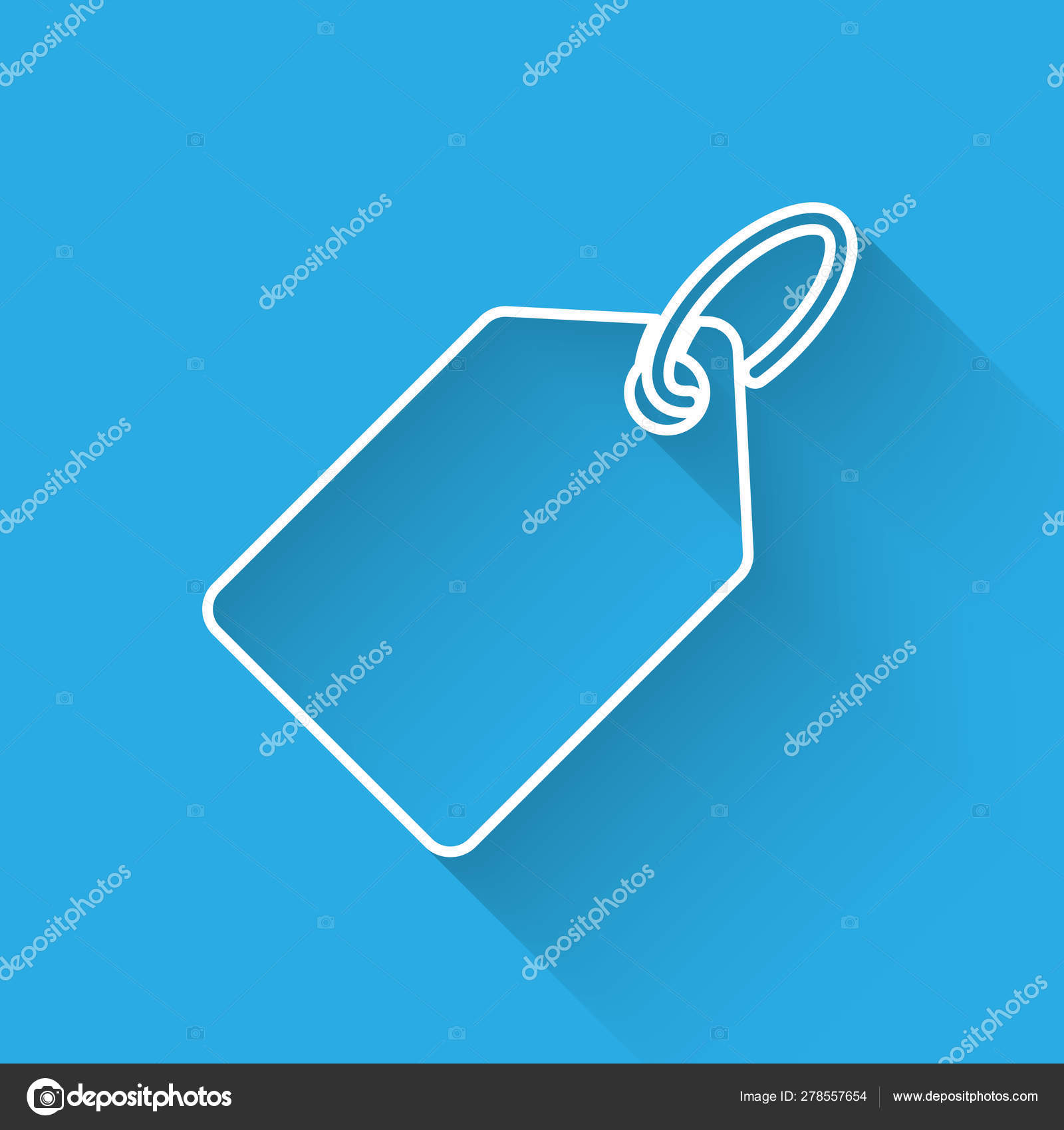 White Blank label template price tag line icon isolated with long ...