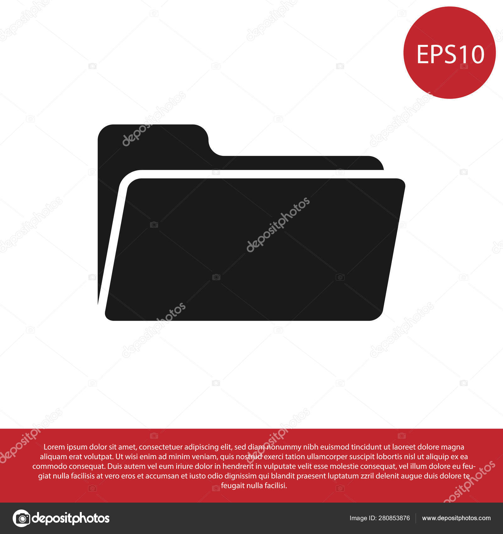 Black Folder icon isolated on white background. Vector Illustration ...