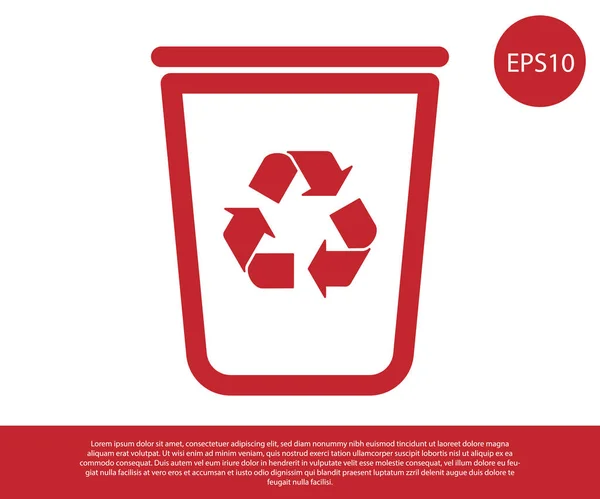 Cubo de reciclaje rojo con icono de s mbolo de reciclaje aislado sobre fondo blanco. Icono de ...