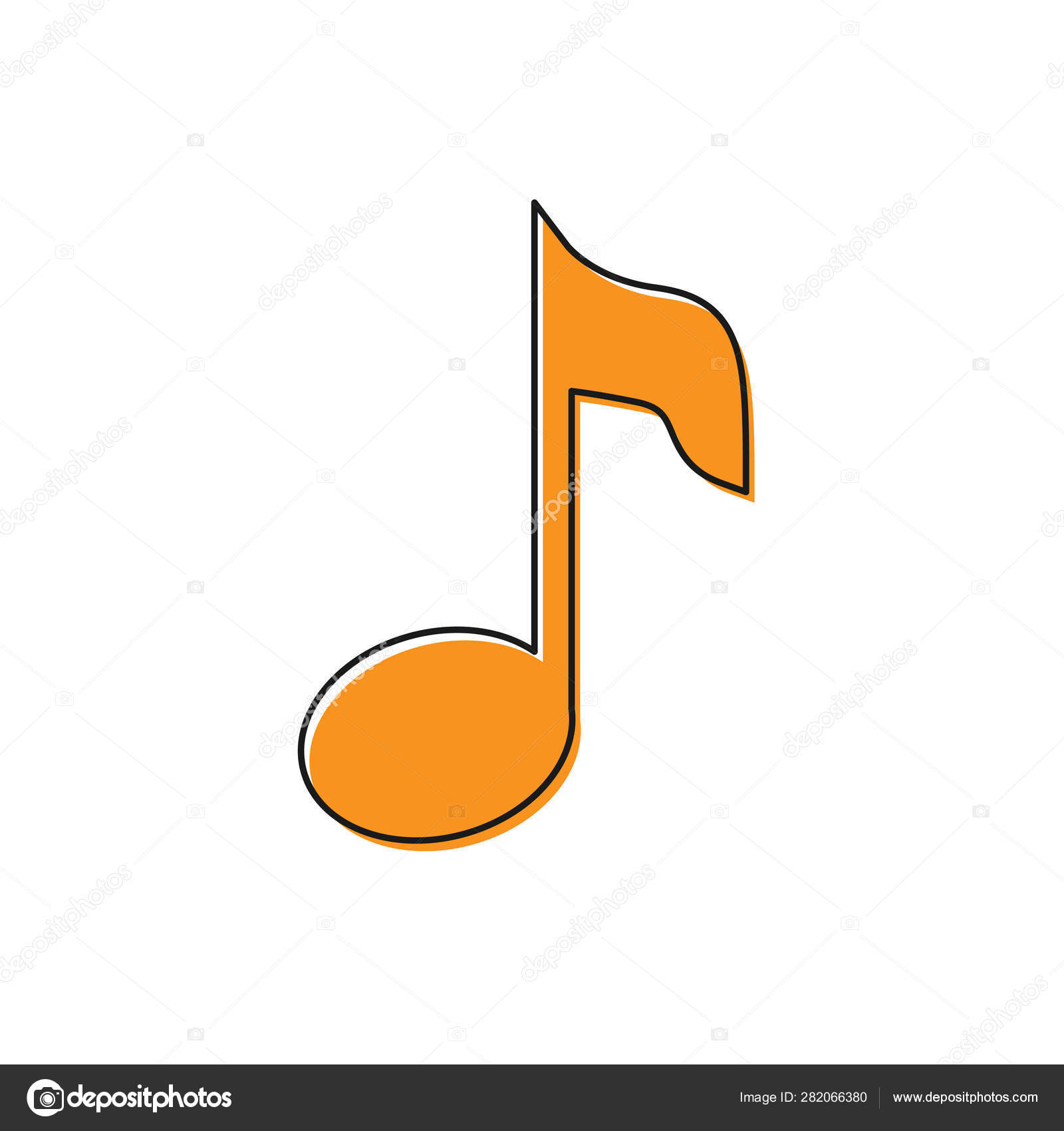 Orange Music note, tone icon isolated on white background. Vector ...