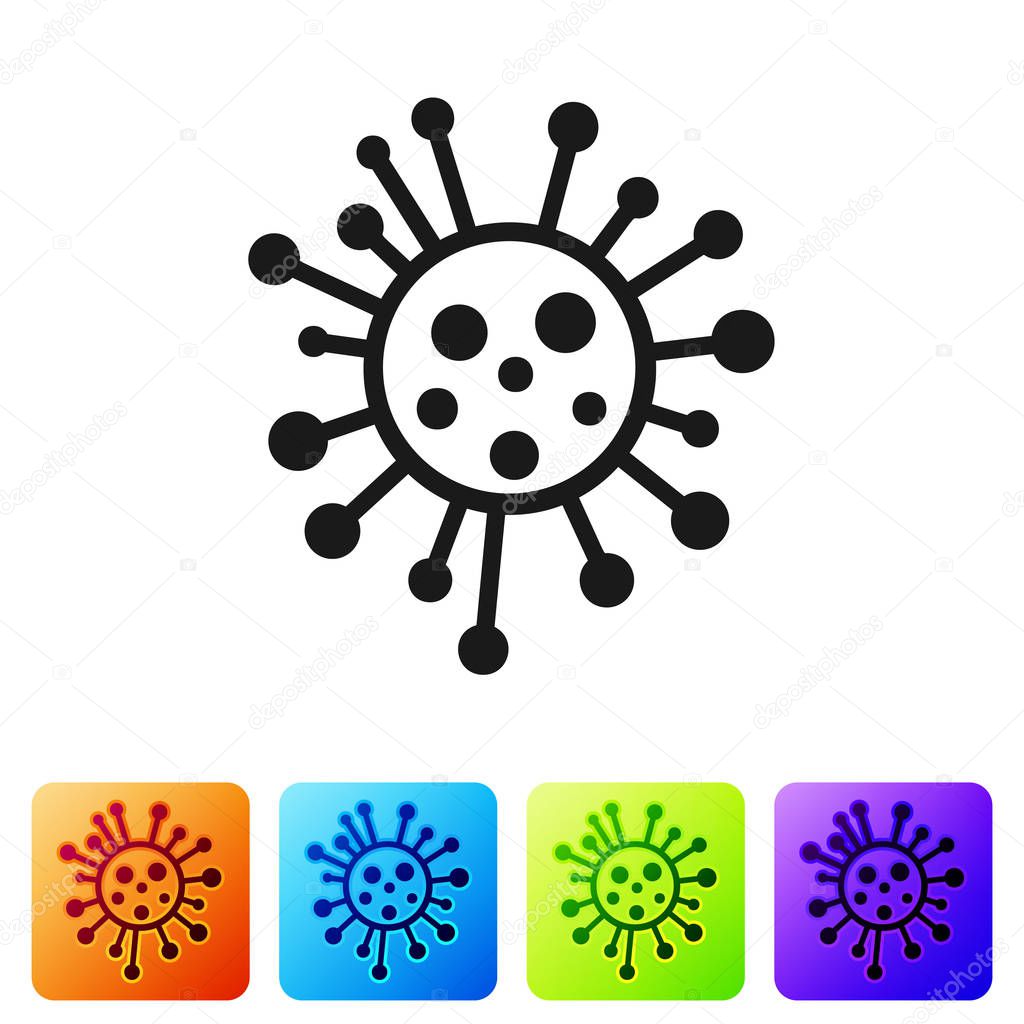 Icono de Bacteria Negra aislado sobre fondo blanco. Bacterias y gérmenes, microorganismos ...