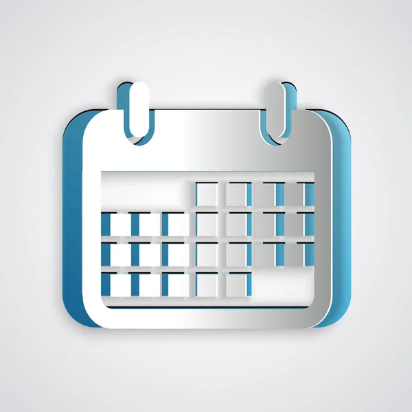 Paper cut Calendar icon isolated on grey background. Paper art style ...