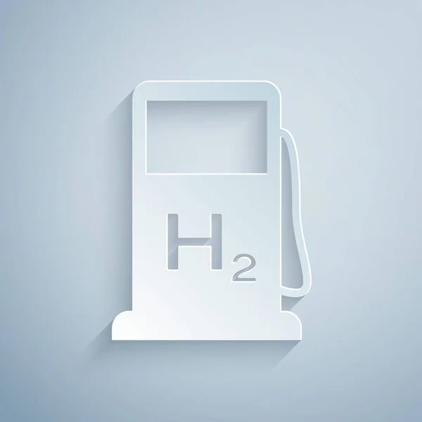 Green Hydrogen filling station icon isolated on blue background. H2 ...