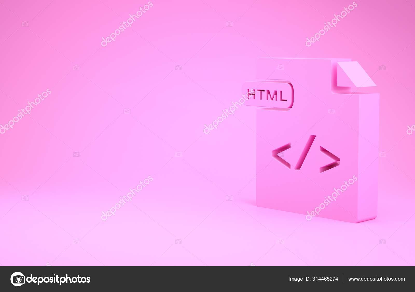 Documento de archivo HTML rosa. Descargar icono del botón html aislado ...