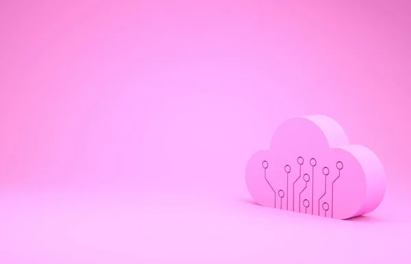 Pink Internet of things icon isolated on pink background. Cloud ...