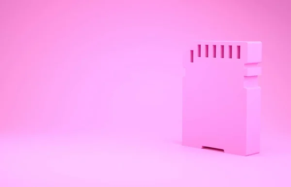 Pink SD card icon isolated on pink background. Memory card. Adapter ...