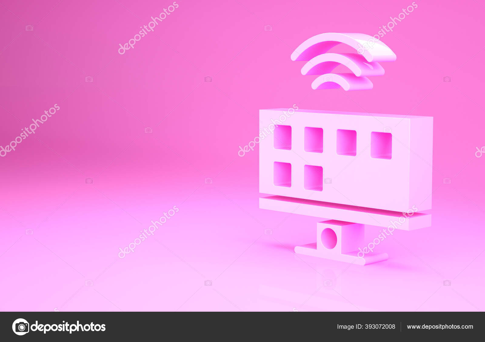 Pink Smart Tv system icon isolated on pink background. Television sign ...