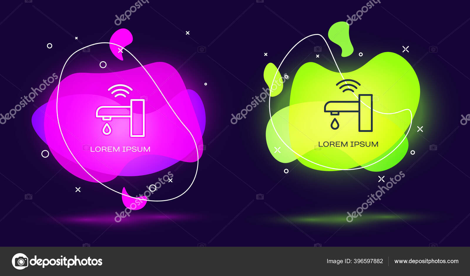 Line Smart Water Tap System Icon Isolated Black Background Internet ...