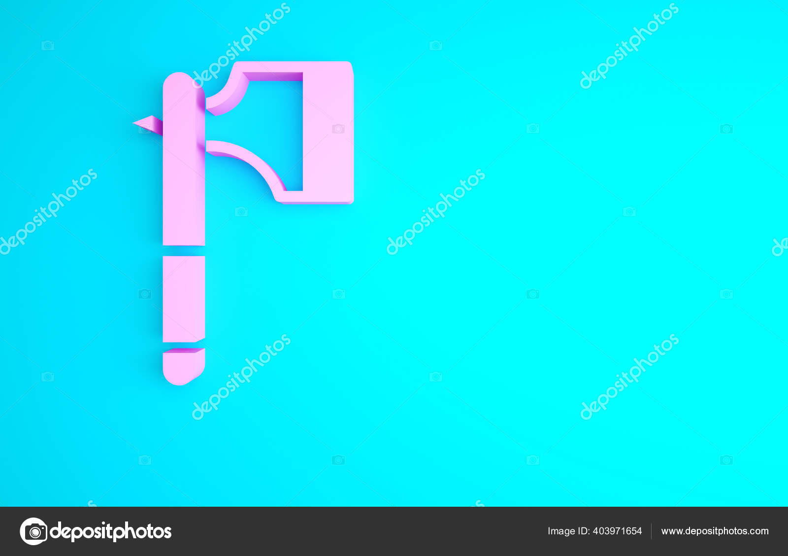 Pink Wooden Axe Icon Isolated Blue Background Lumberjack Axe Minimalism ...