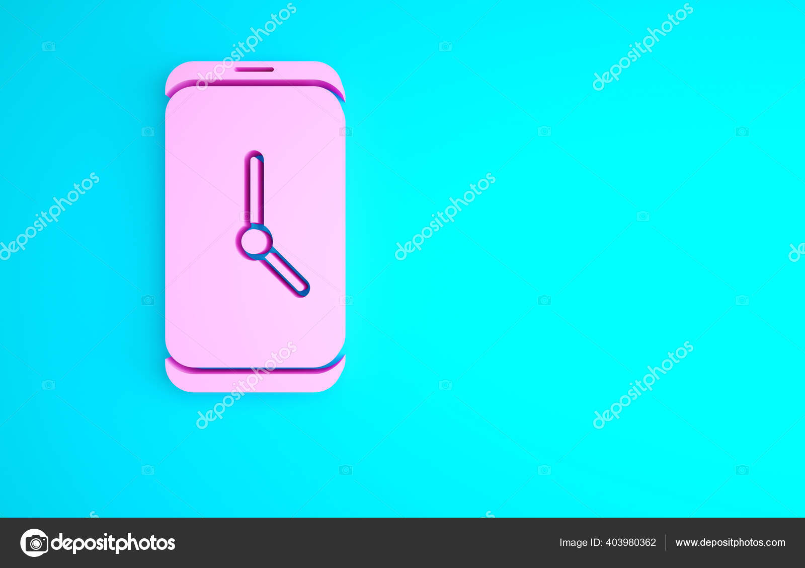 Pink Alarm Clock App Smartphone Interface Icon Isolated Blue Background ...