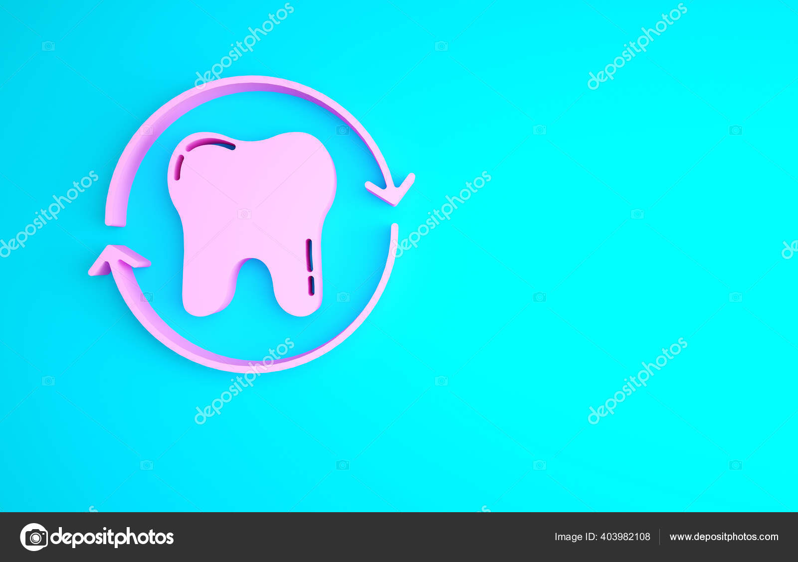 Pink Tooth Whitening Concept Icon Isolated Blue Background Tooth Symbol ...