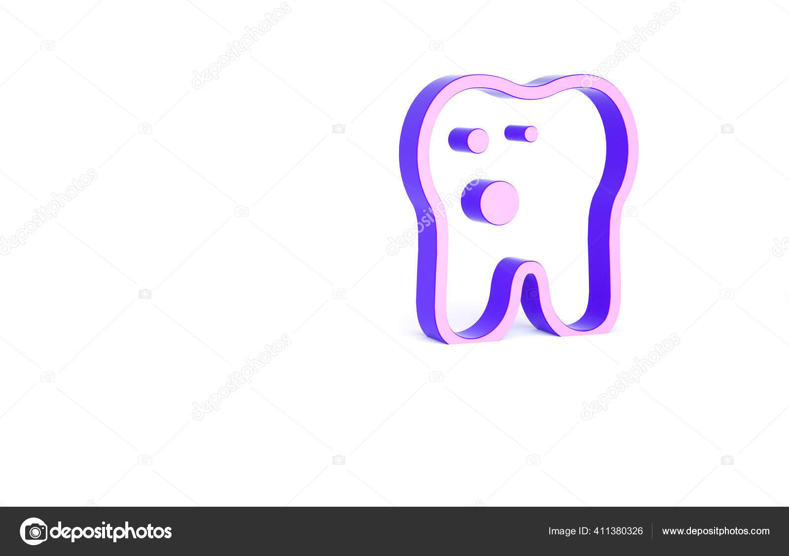 Purple Tooth Caries Icon Isolated White Background Tooth Decay ...
