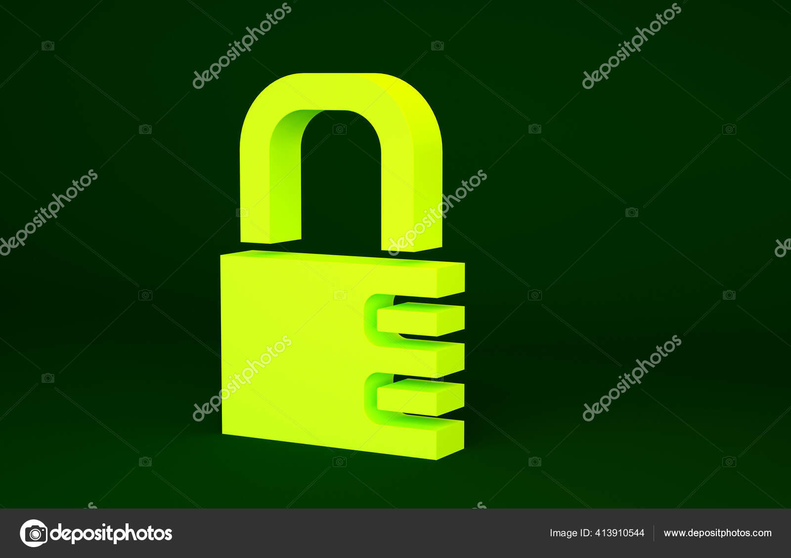 Yellow Safe Combination Lock Icon Isolated Green Background Combination ...