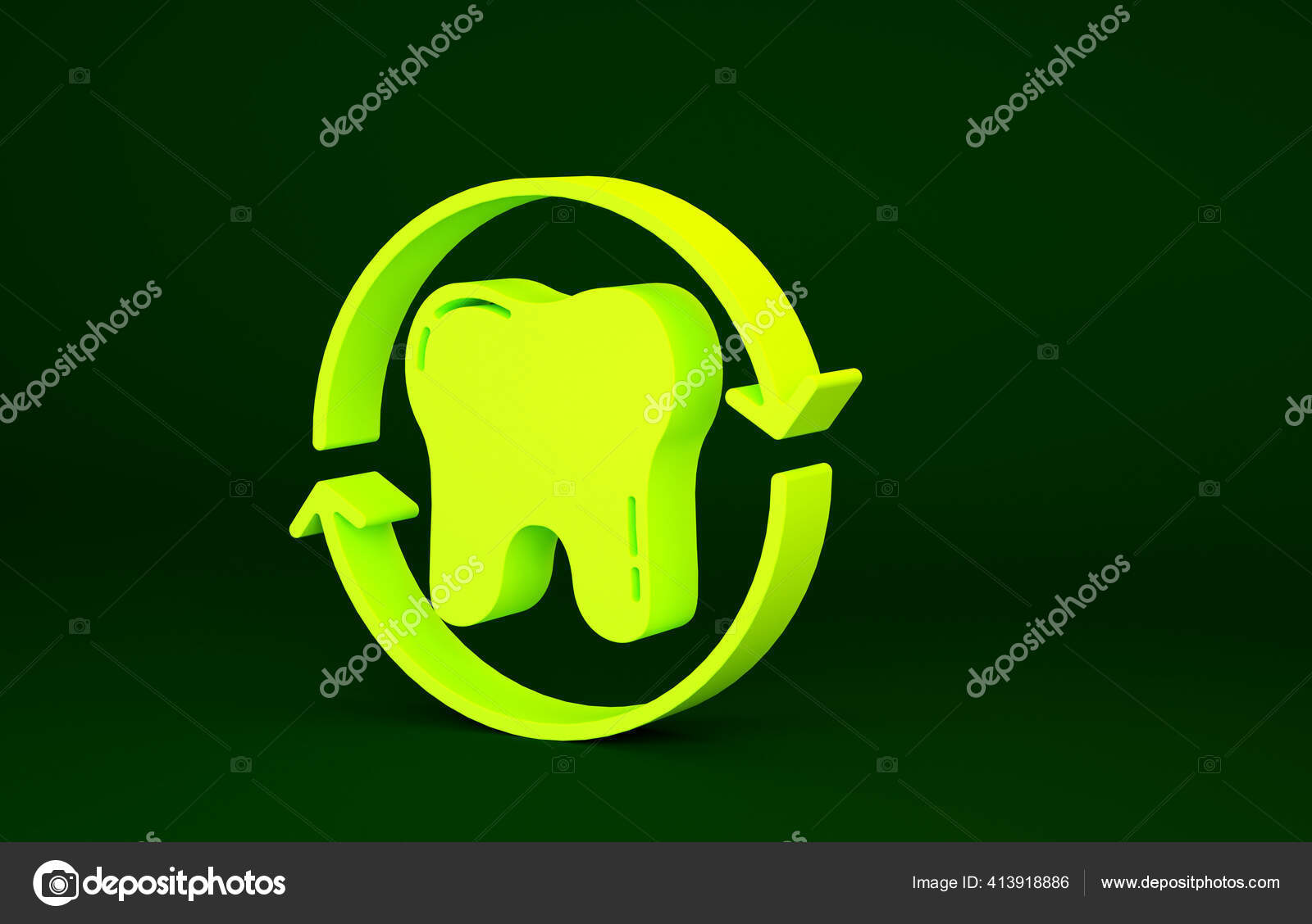 Yellow Tooth Whitening Concept Icon Isolated Green Background Tooth ...