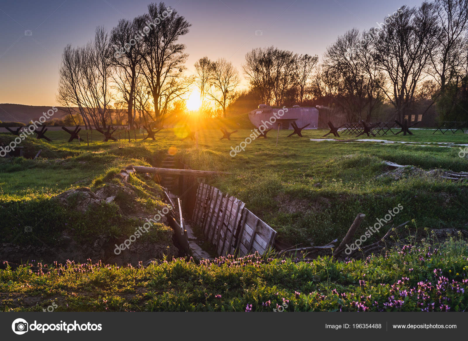 Trenches Bunker Former Czechoslovakian Boundary Part Called Iron ...