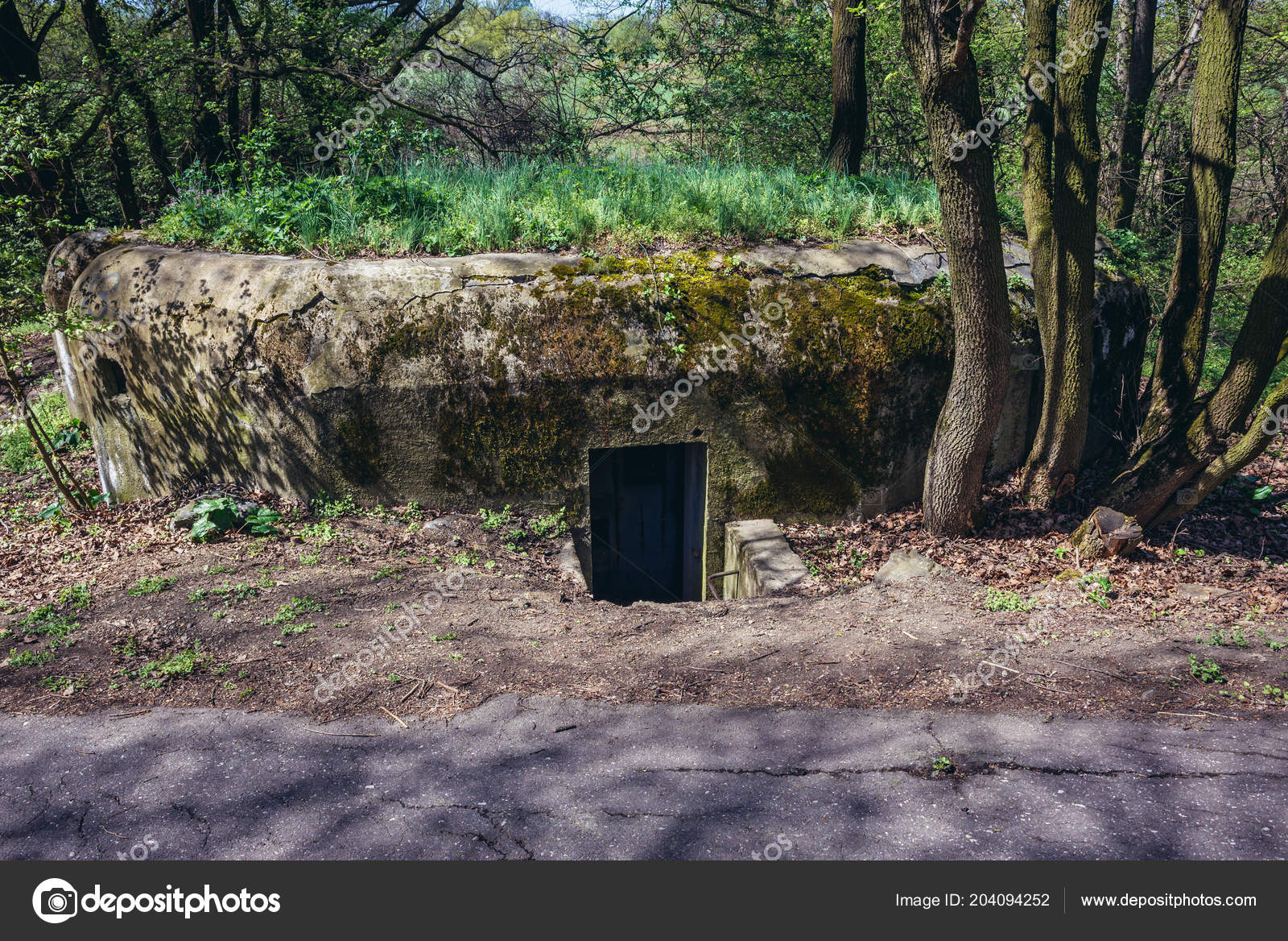 Old Moss Covered Bunker Cold War Period Slovakia Close Austrian — Stock ...