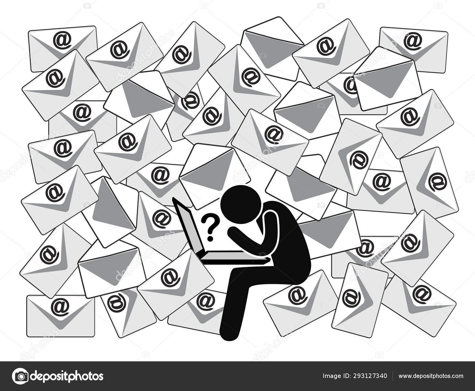 Many Emails Open Questions Office Person Gets Mixed Huge Number — Stock ...