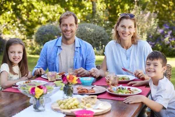 Parents Kids Having Lunch Together Garden Stock Photo by ...