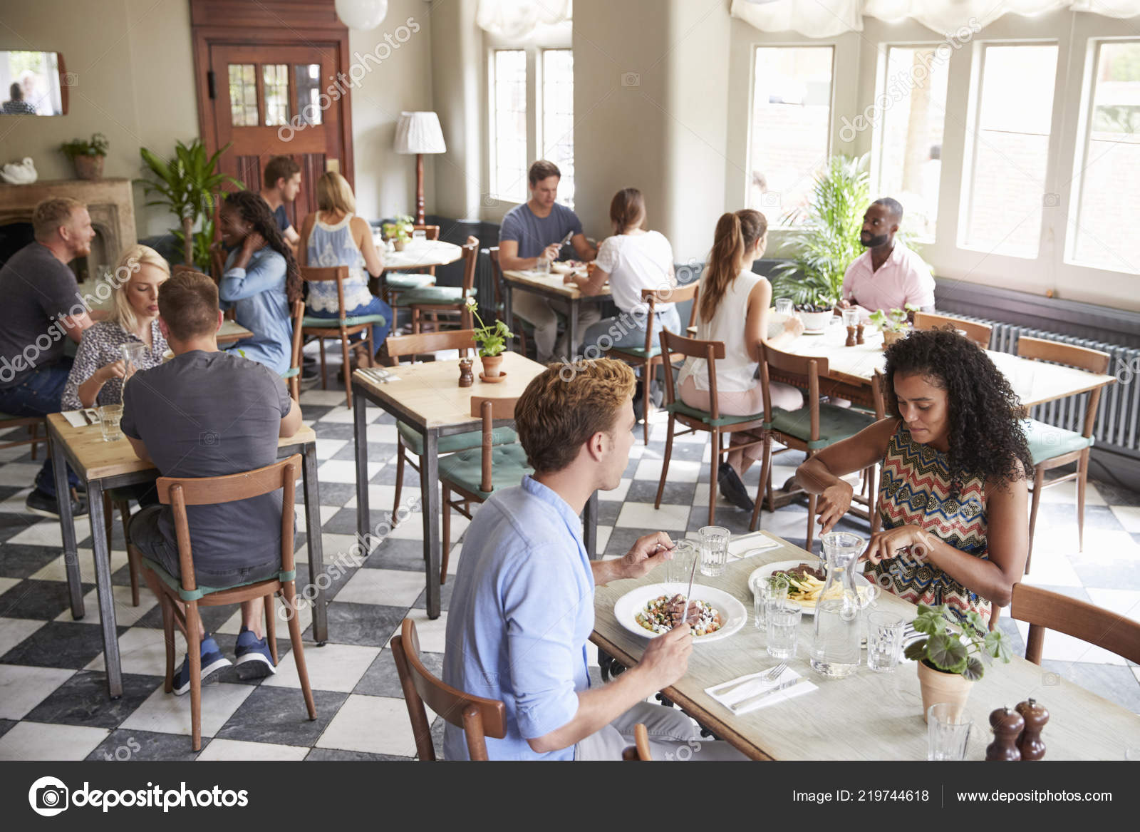 Crowded Restaurant Table