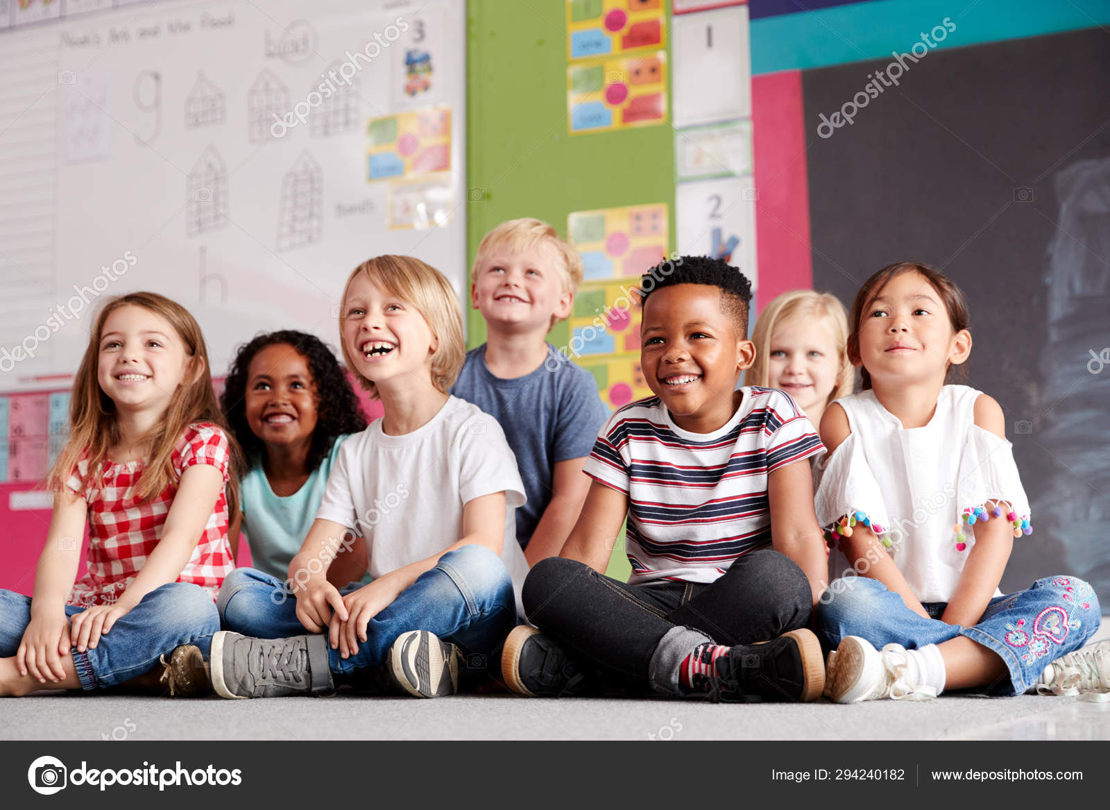 Group Elementary School Pupils Sitting Floor Classroom Stock Photo by ... Group Elementary School Pupils Sitting Floor Classroom Stock Photo by ...