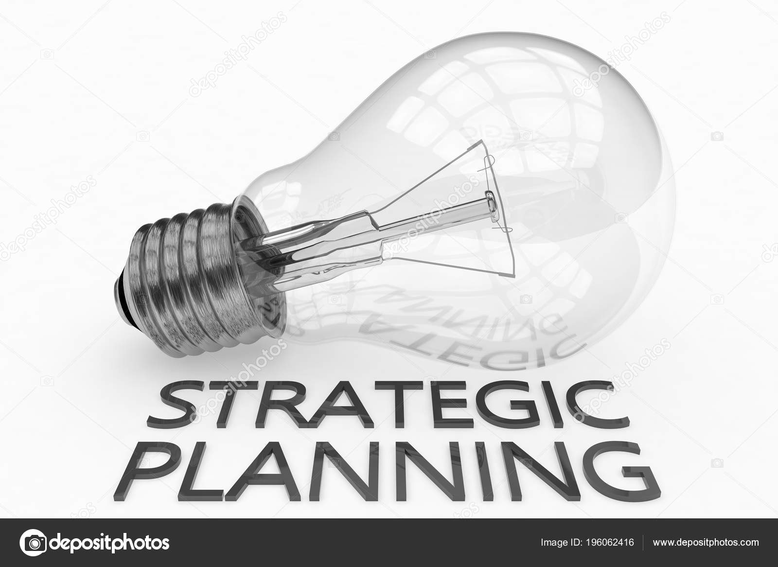 Strategic Planning Lightbulb White Background Text Render Illustration ...