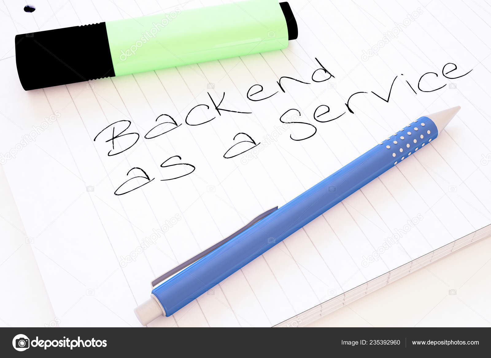 Backend Service Handwritten Text Notebook Desk Render Illustration ...