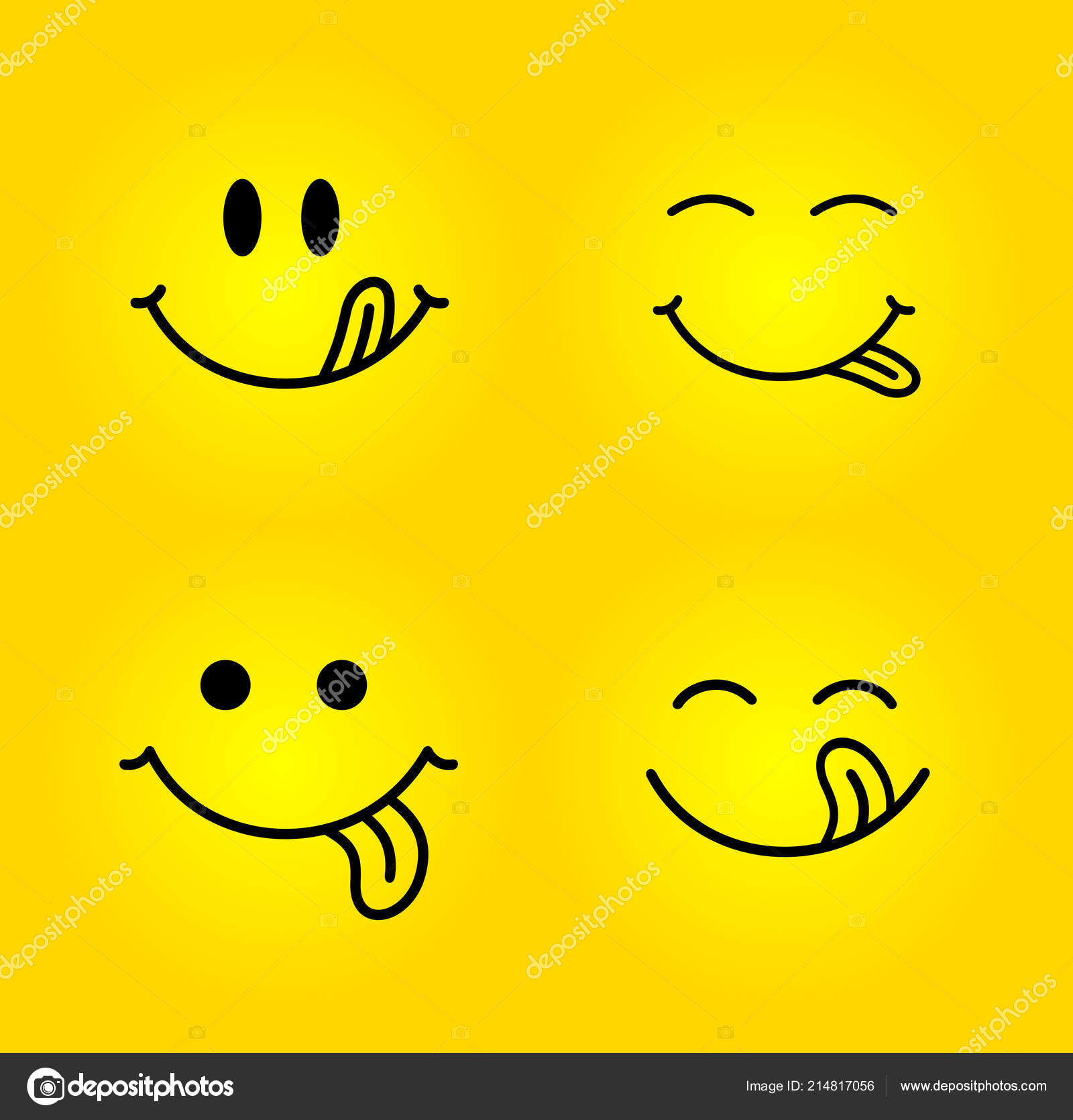 Set Yummy Smile Delicious Tasty Eating Face Eat Mouth Tongue Stock ...