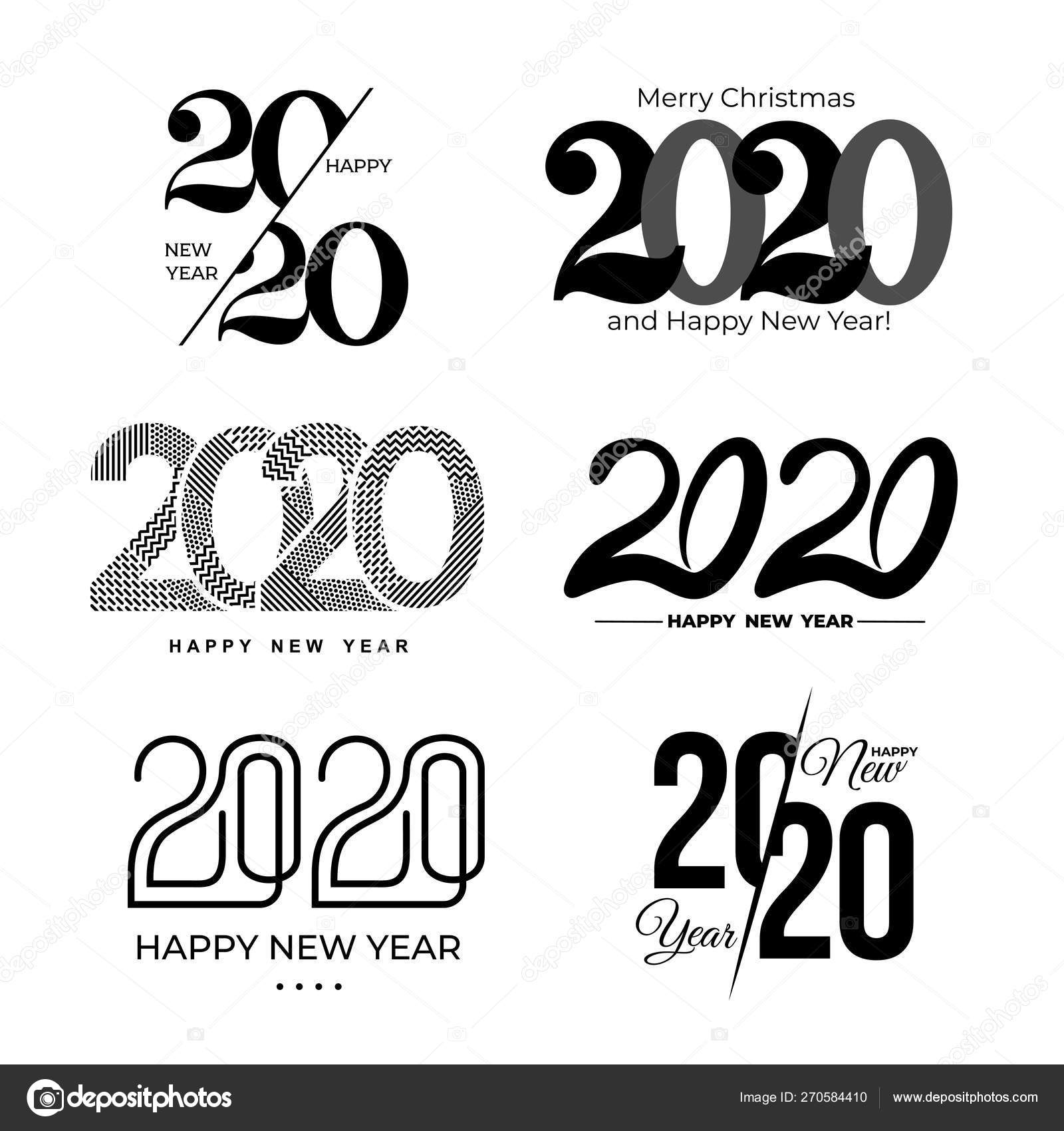 Big Set of 2020 text design pattern. Collection of logo 2020 Happy New ...