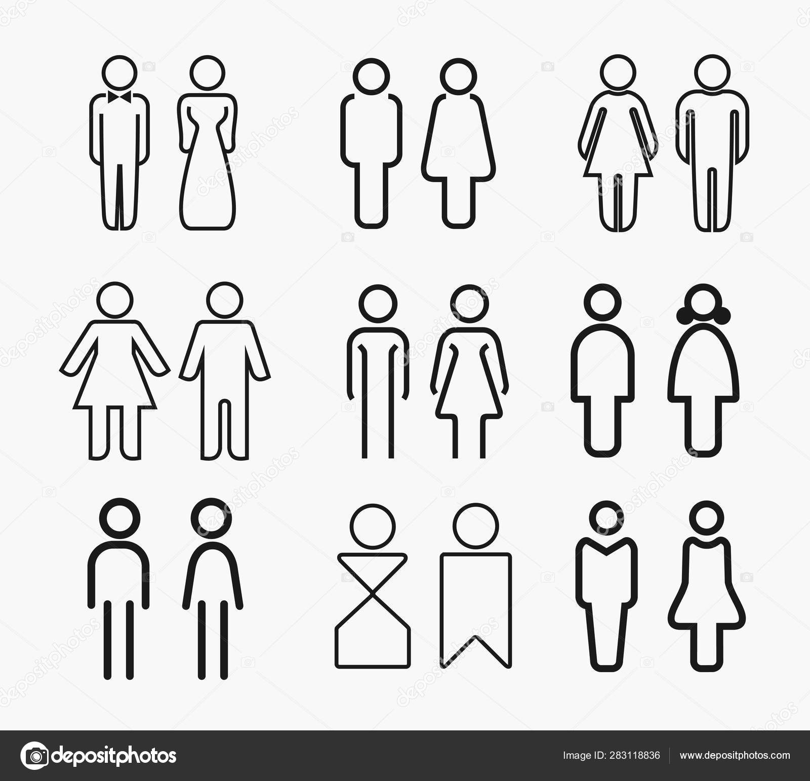 Set Woman Man Sign Line Icon Outline Vector Illustration Linear Stock Vector Image by ...