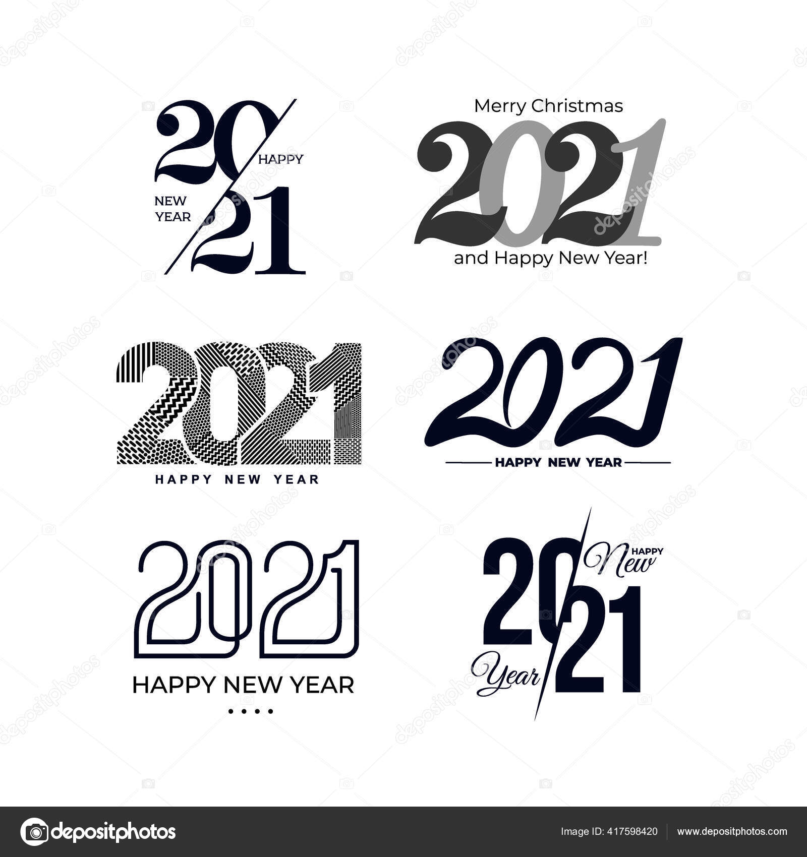 Big Set 2021 Text Design Pattern Collection Logo 2021 Happy Stock ...