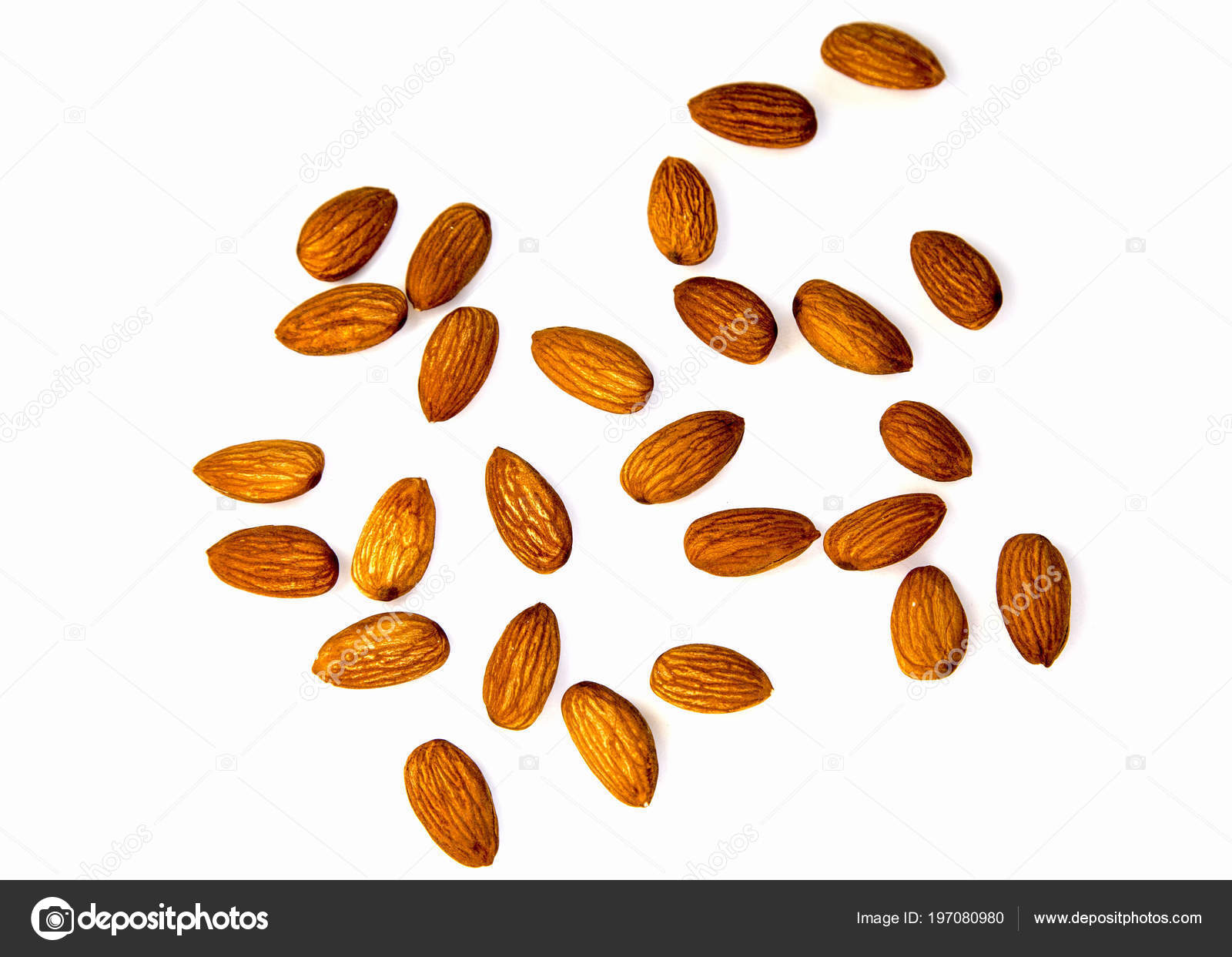 Raw Natural Organic Almonds Nuts Scattered Isolated White Background ...