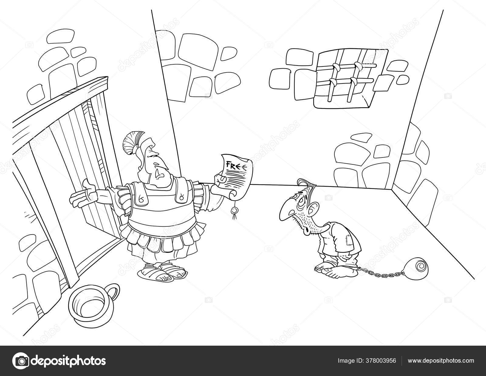 The guard releases the prisoner from prison Stock Illustration by ...