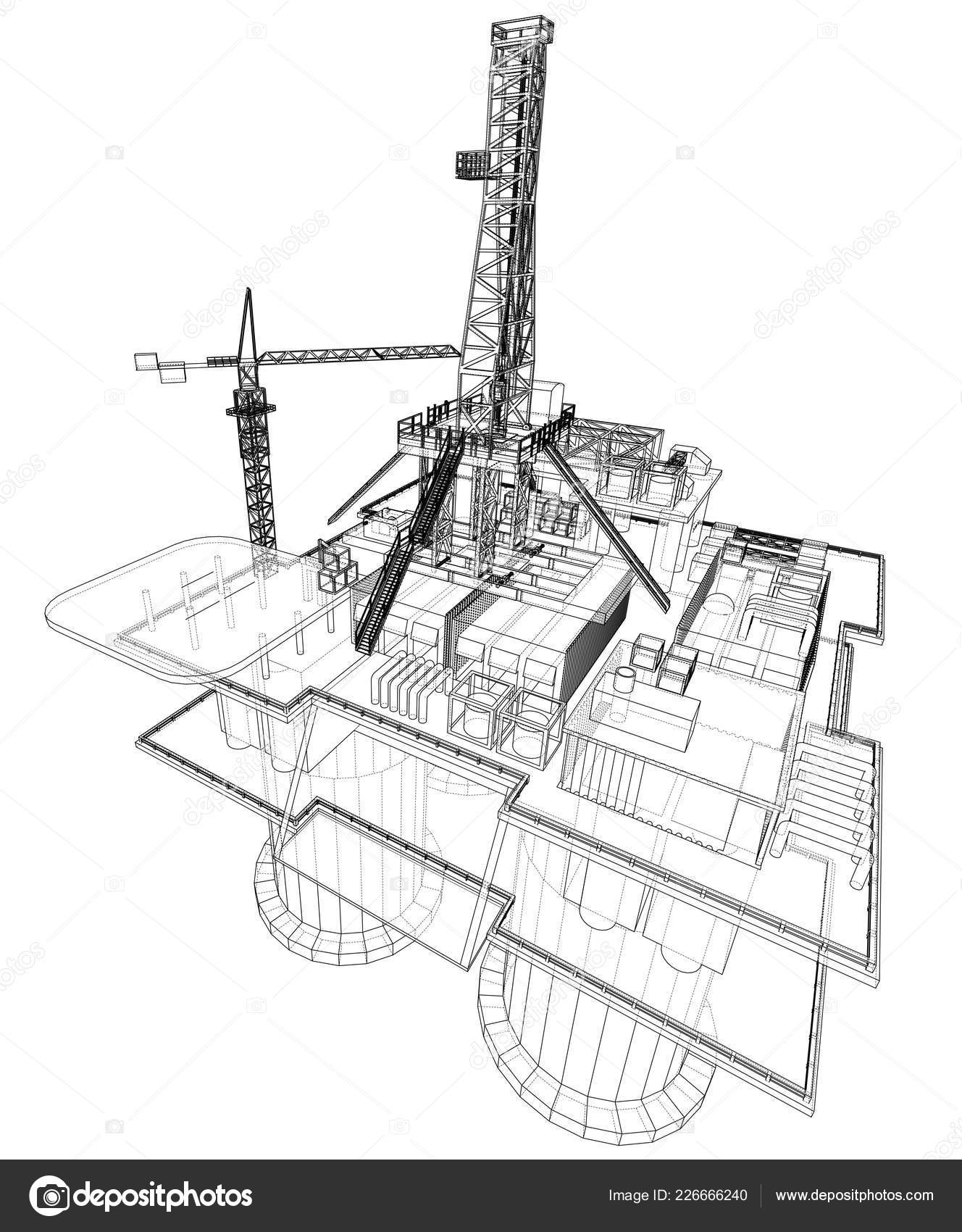 Offshore oil rig drilling platform concept. Vector — Stock Vector ...