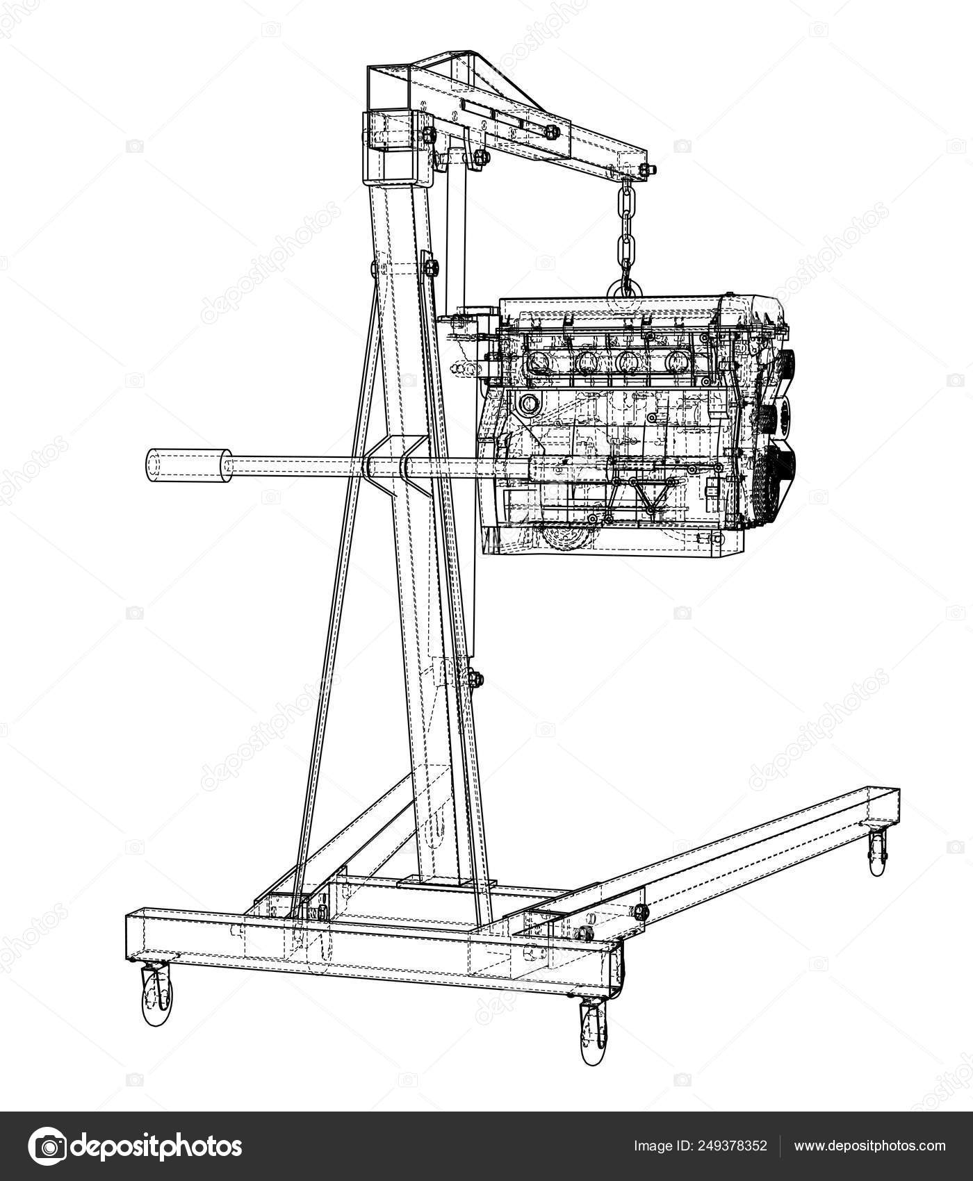 Engine hoist with engine outline ⬇ Vector Image by © cherezoff | Vector ...