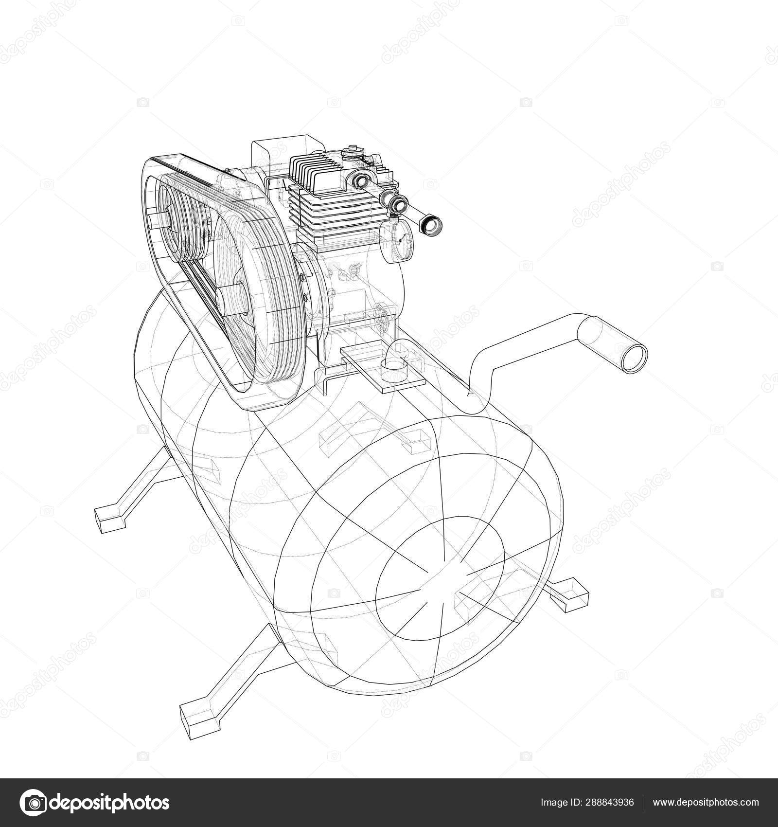 Outline Air compressor. Vector — Stock Vector © cherezoff #288843936