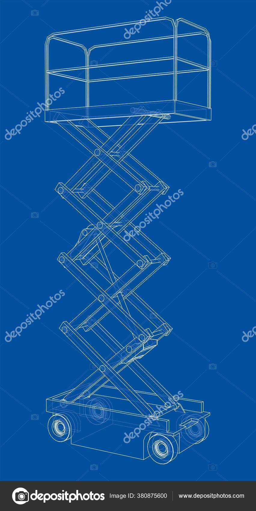 Scissor lift concept outline. Vector — Stock Vector © cherezoff #380875600
