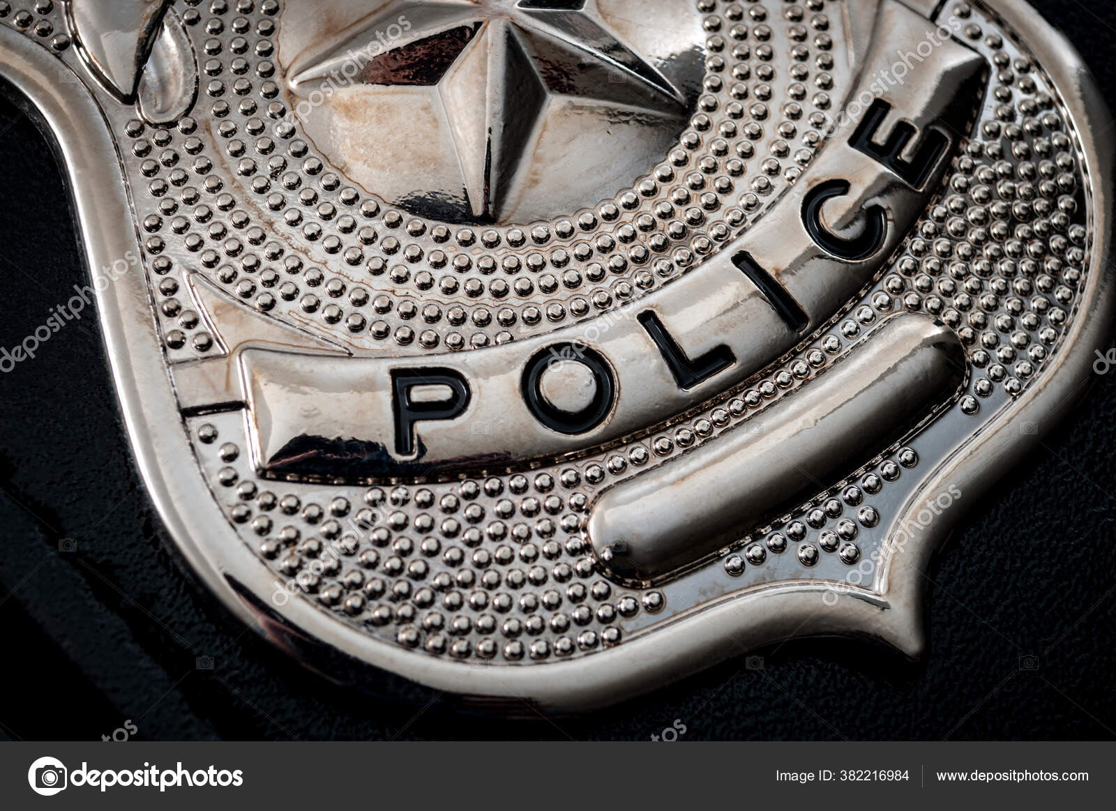 Cops Police Officer Badge Macro Close Police Text Cop Badge Stock Photo ...