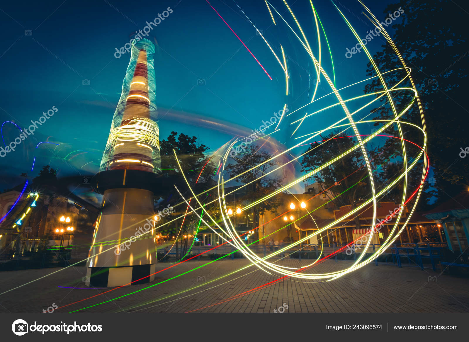 Abstract light trails of carousels Stock Photo by ©GekaSkr 243096574