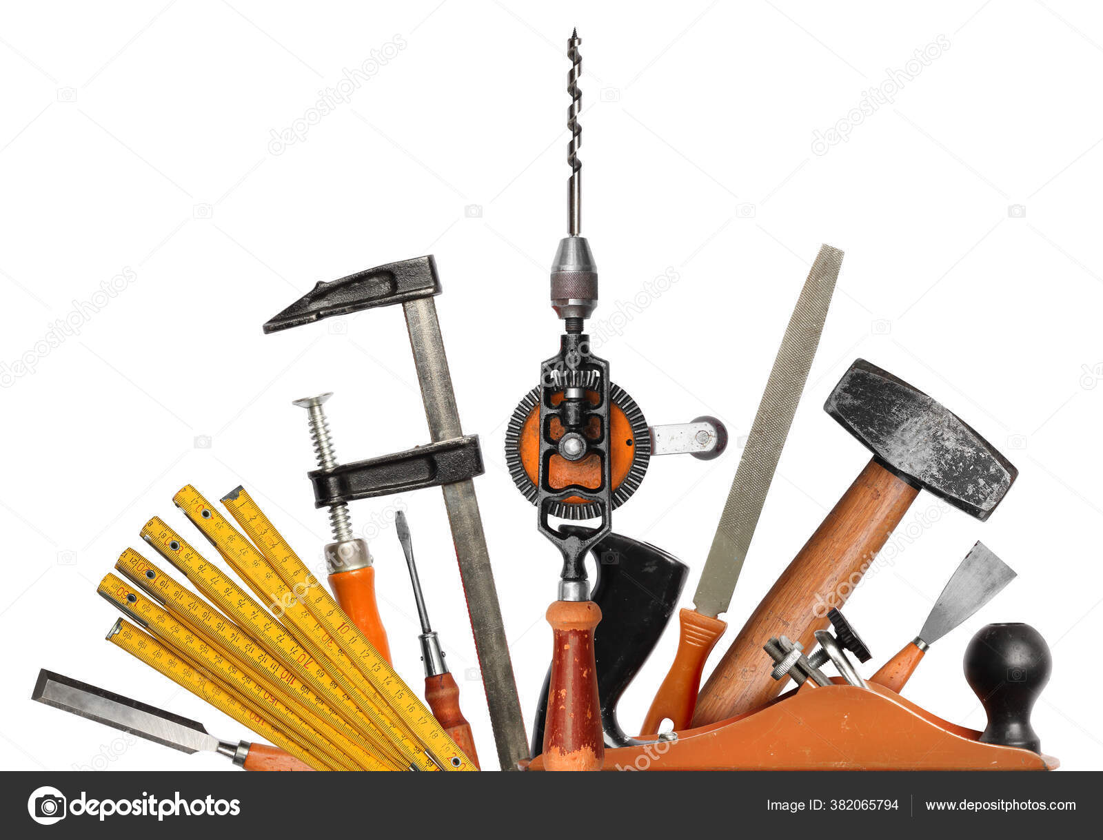 Realistic Diy Carpenter Hand Tools Scratches Worn Work Isolated Set ...