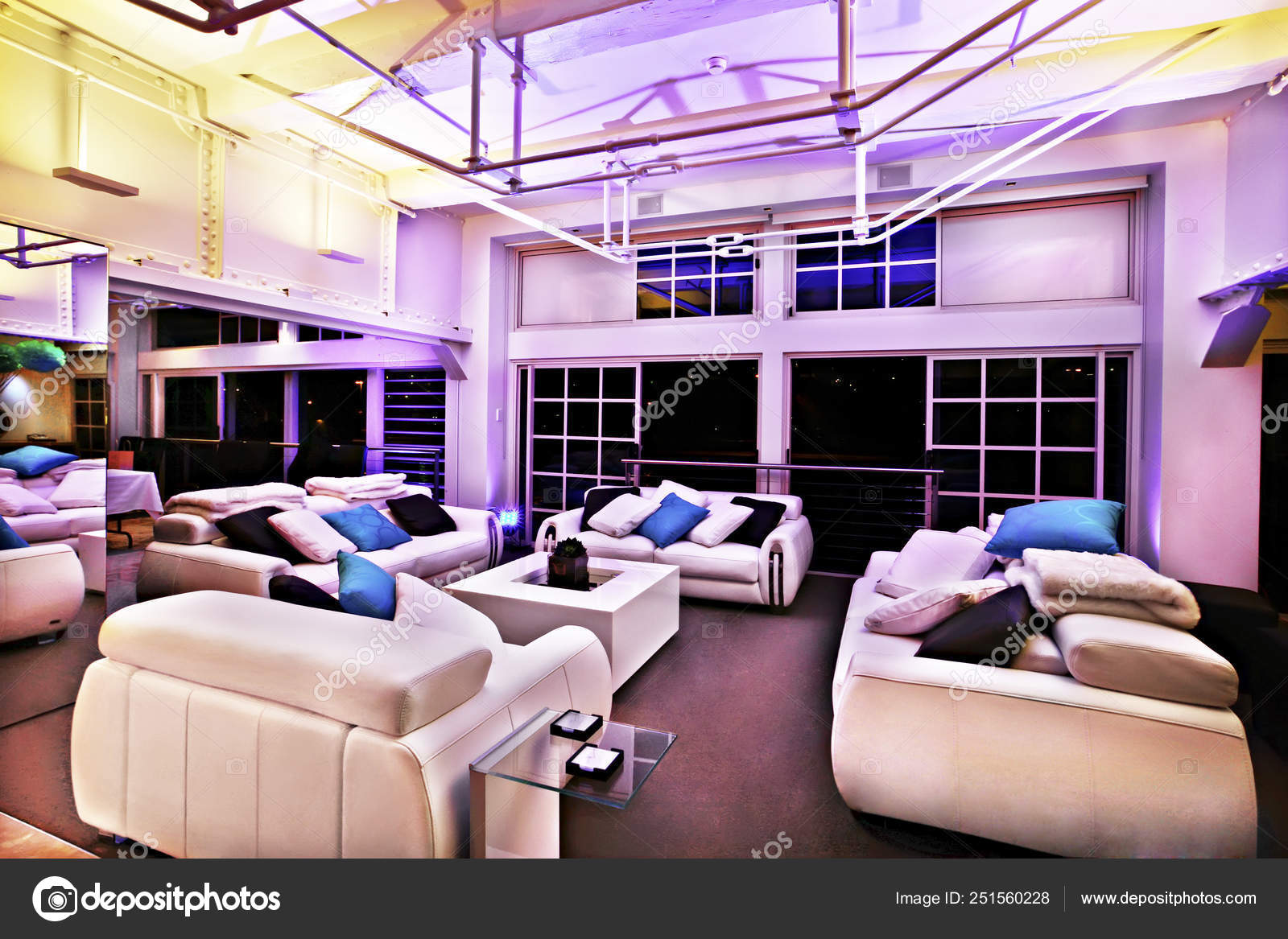 Meeting room with colorful lights setup Stock Photo by ©jrstock1 251560228