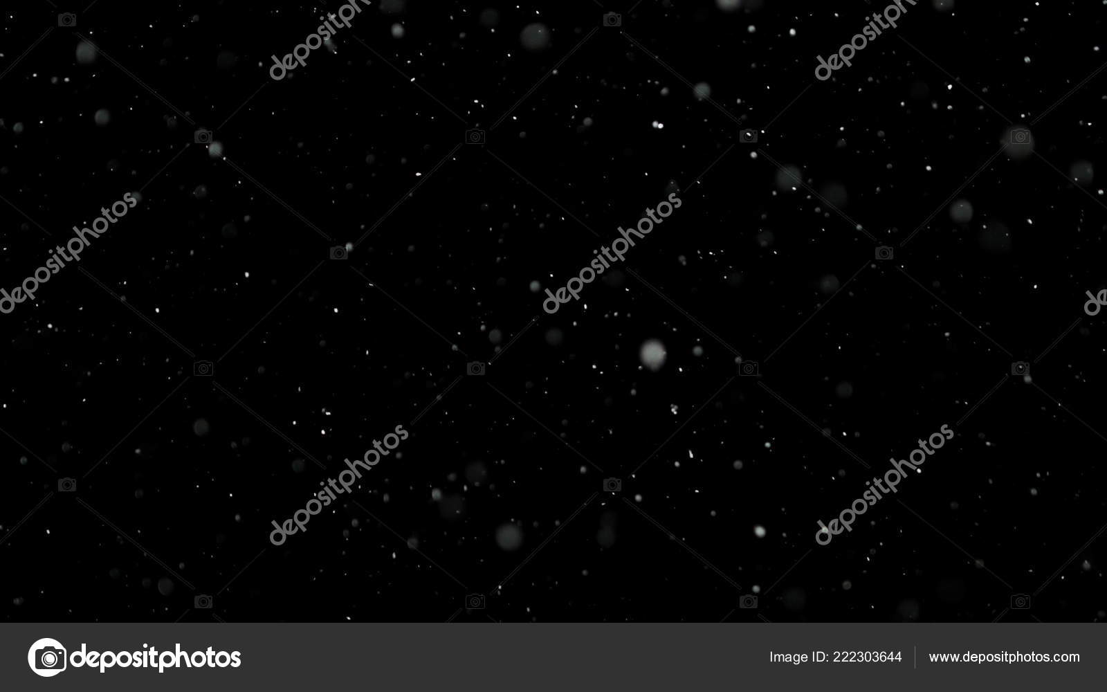 White Snow Falling Isolated Black Background Shot Flying Snowflakes ...