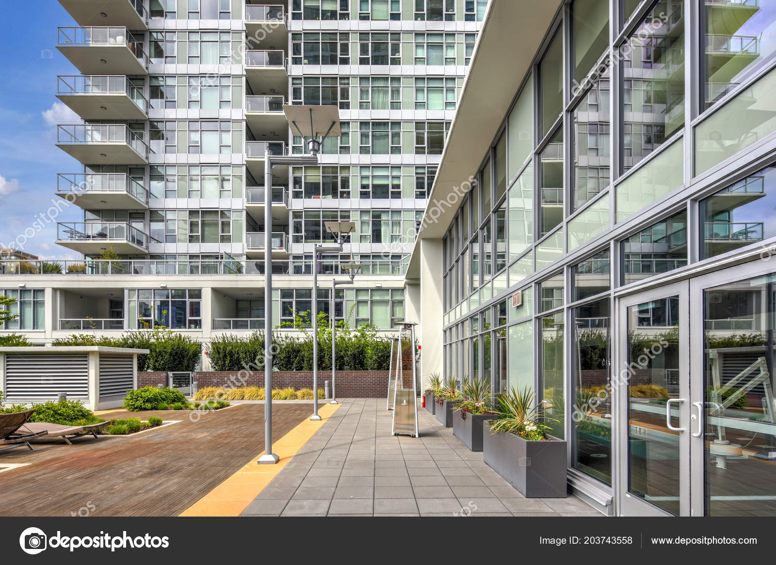 Modern High Rise Apartment Building Exterior Northwest Usa Stock Photo ...