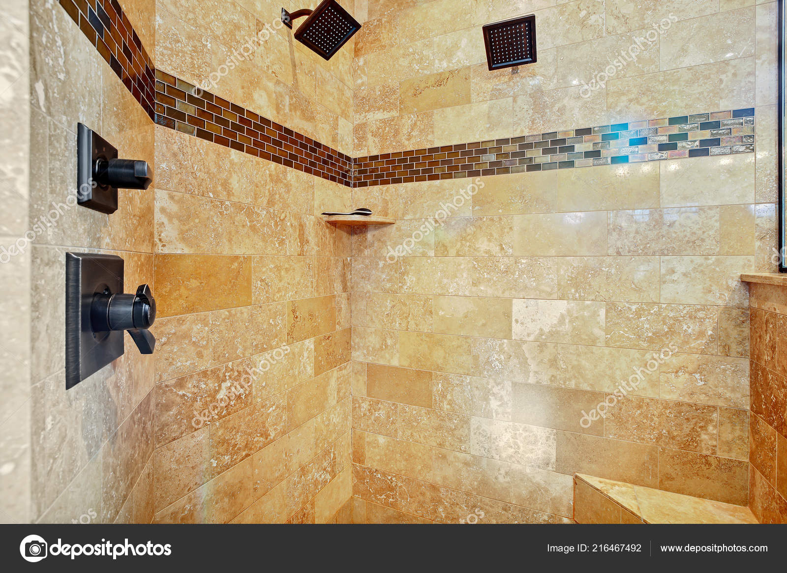 Travertine Tile Walk In Shower